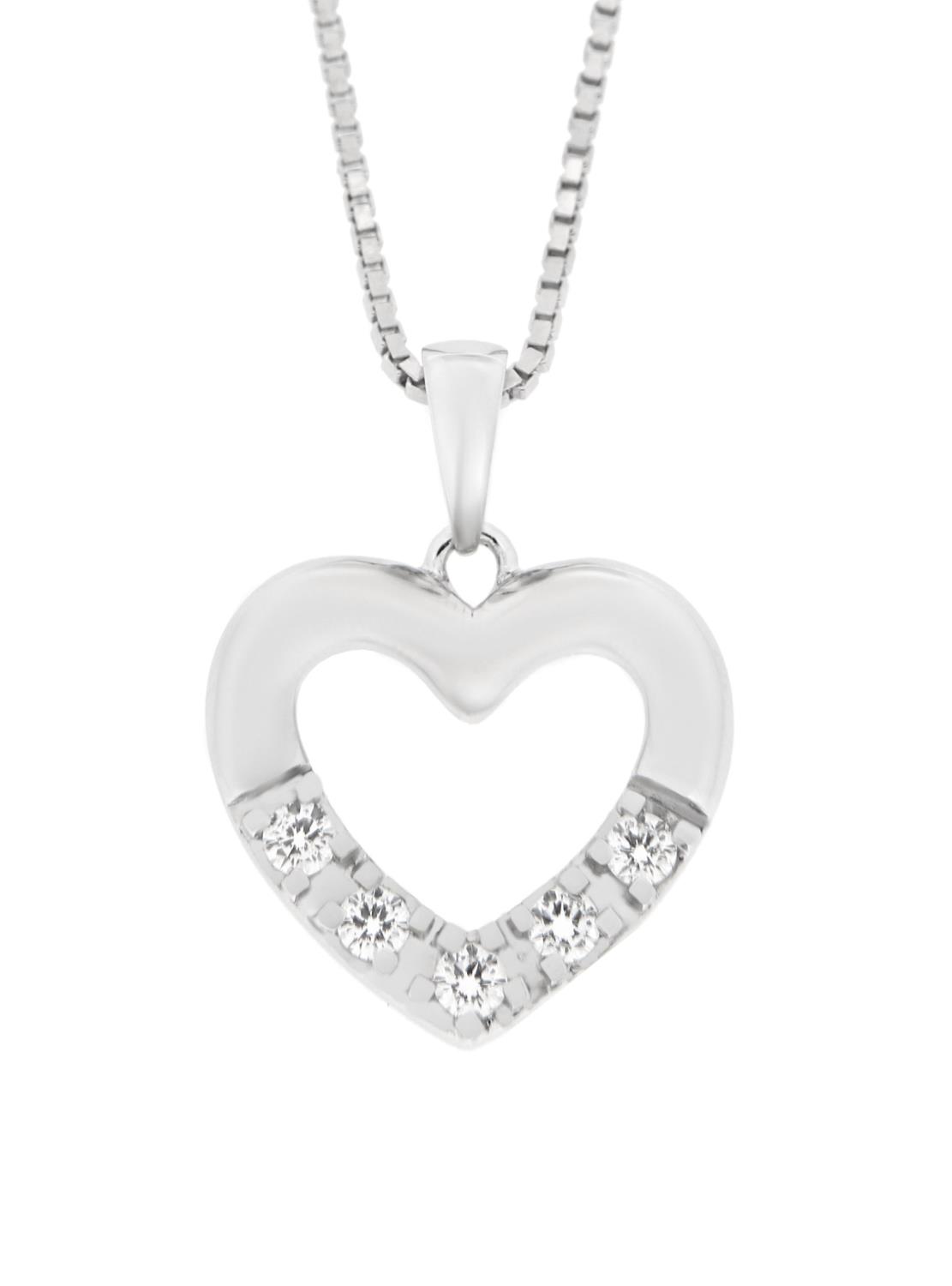 Din Gullsmed. Hvitt gull allianse hjerte med diamanter 5x0,05ct TW/SI