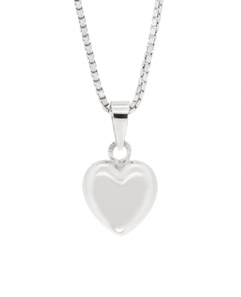 Din Gullsmed. Hvitt gull hjerte 10mm glatt