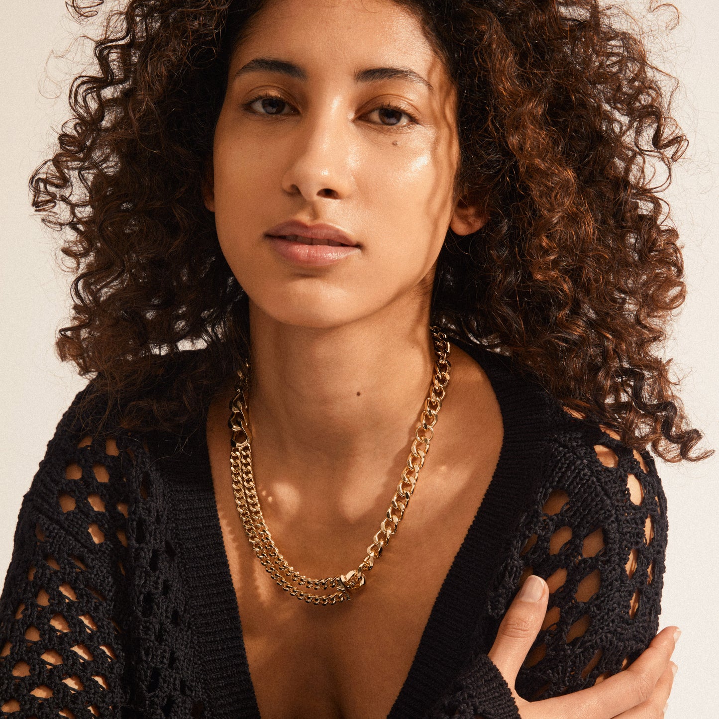 Din Gullsmed. FRIENDS chunky curb chain necklace gold-plated